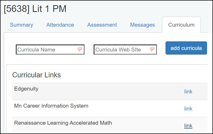 Add, Edit, Delete Class Curriculum Links – SiD Help Center